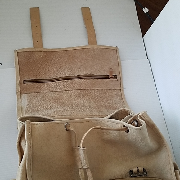 Bags | Ivory Leather Backpack | Poshmark